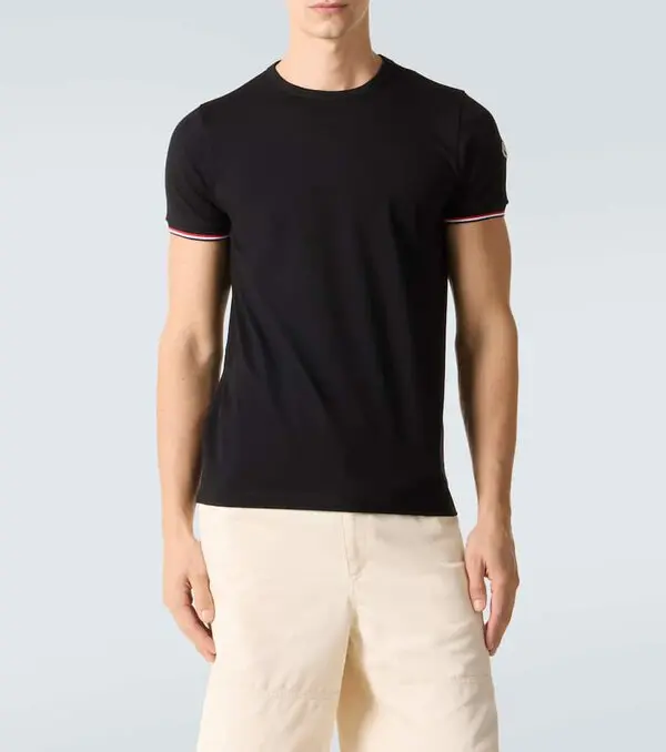 Moncler Tricolor Cotton-blend Jersey T-shirt - Black