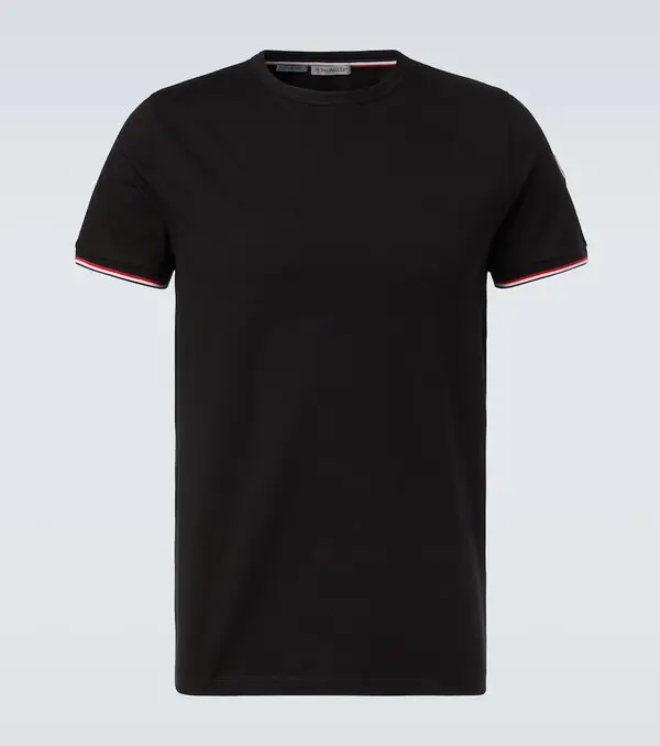 Moncler Tricolor Cotton-blend Jersey T-shirt - Black