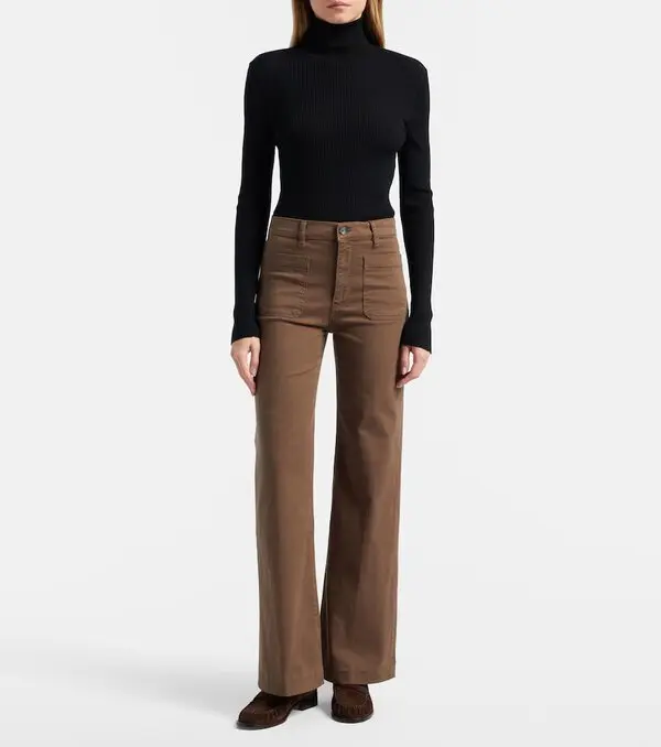 FRAME Refined Wide-leg Jeans - Green