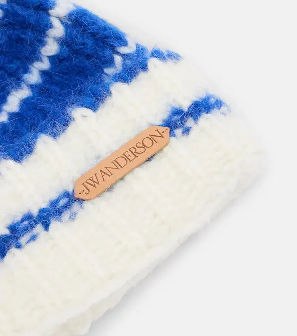 JW Anderson Striped Alpaca-blend Beanie - White