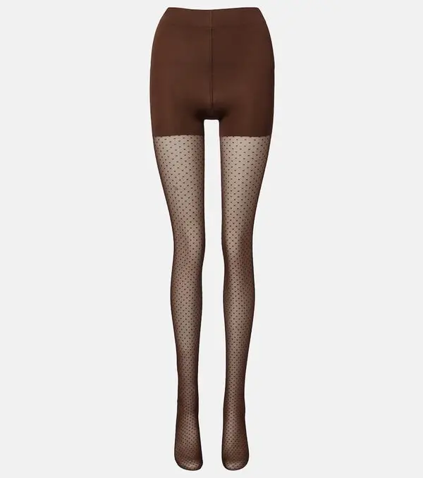 Wolford Control Polka-dot Sheer Tights - Brown