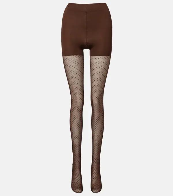 Wolford Control Polka-dot Sheer Tights - Brown