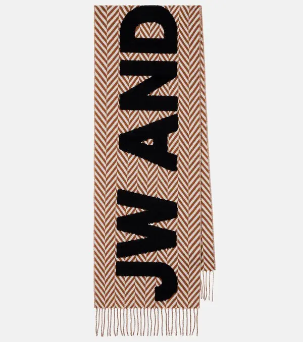 JW Anderson Logo Wool And Alpaca-blend Scarf - Brown