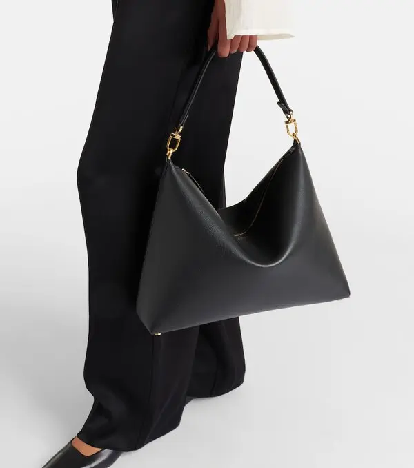 TOTEME Bevel Leather Shoulder Bag - Black
