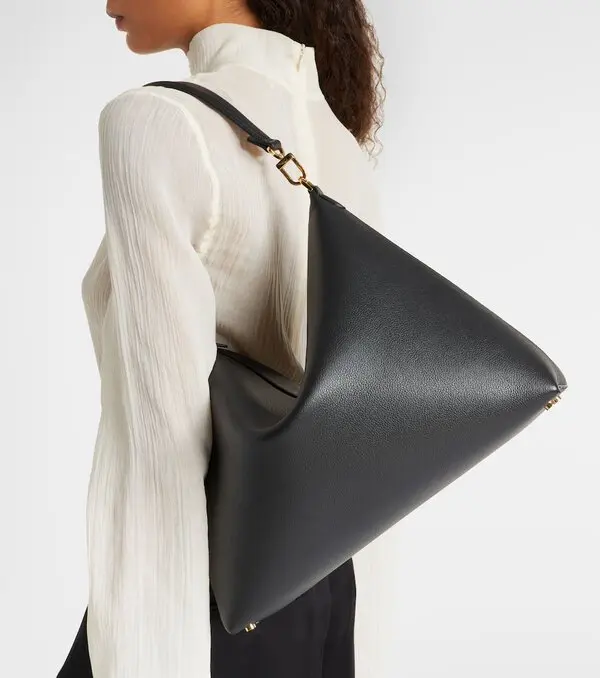TOTEME Bevel Leather Shoulder Bag - Black