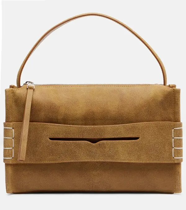 JW Anderson Loafer Small Suede Shoulder Bag - Beige