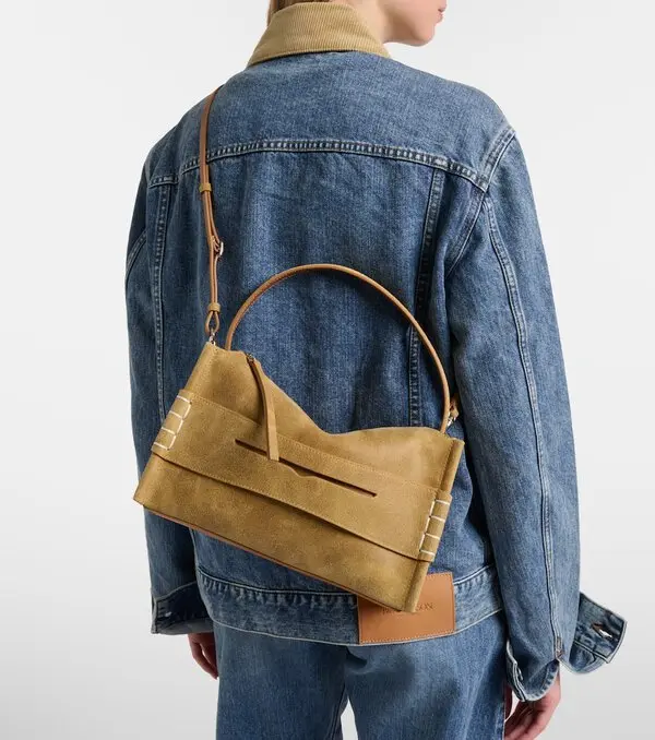 JW Anderson Loafer Small Suede Shoulder Bag - Beige