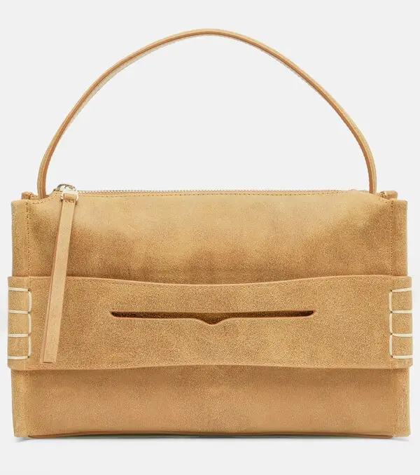 JW Anderson Loafer Small Suede Shoulder Bag - Beige