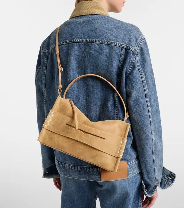 JW Anderson Loafer Small Suede Shoulder Bag - Beige