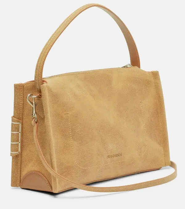 JW Anderson Loafer Small Suede Shoulder Bag - Beige