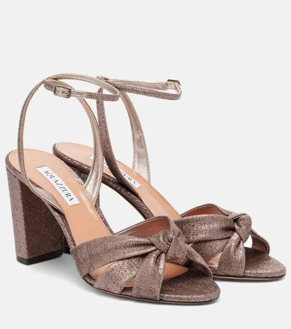 AQUAZZURA Nina 85 Metallic-effect Twill Sandals - Brown