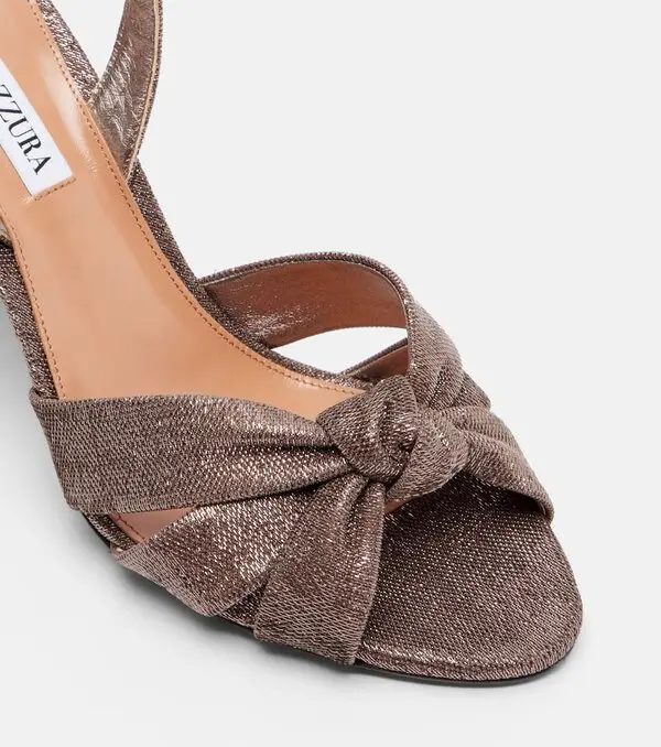 AQUAZZURA Nina 85 Metallic-effect Twill Sandals - Brown