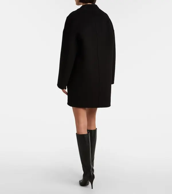 Gucci Reversible Leather-trimmed Wool Coat - Black