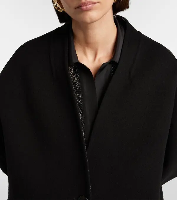 Gucci Reversible Leather-trimmed Wool Coat - Black