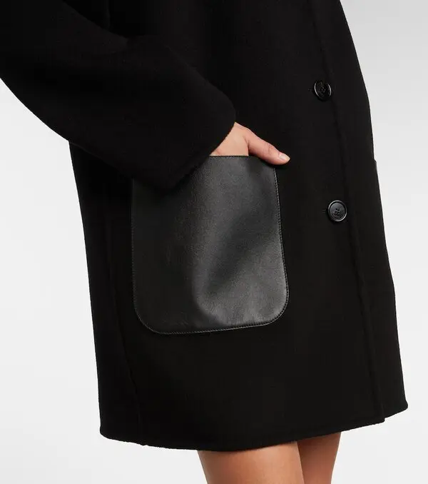 Gucci Reversible Leather-trimmed Wool Coat - Black