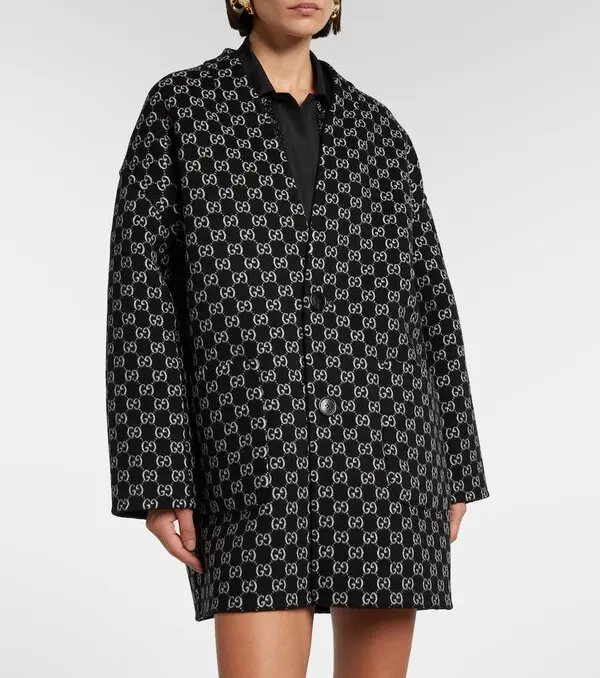 Gucci Reversible Leather-trimmed Wool Coat - Black
