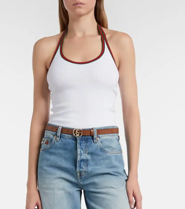 Gucci Web Stripe Cotton-blend Jersey Top