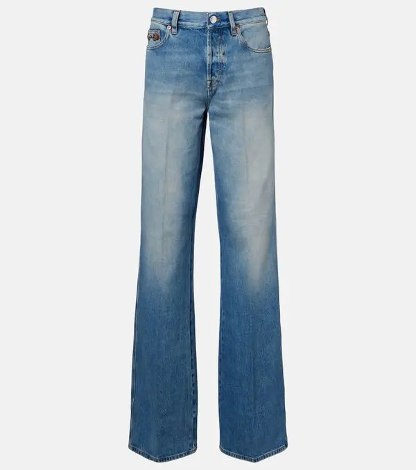 Gucci Horsebit Mid-rise Flared Jeans - Blue