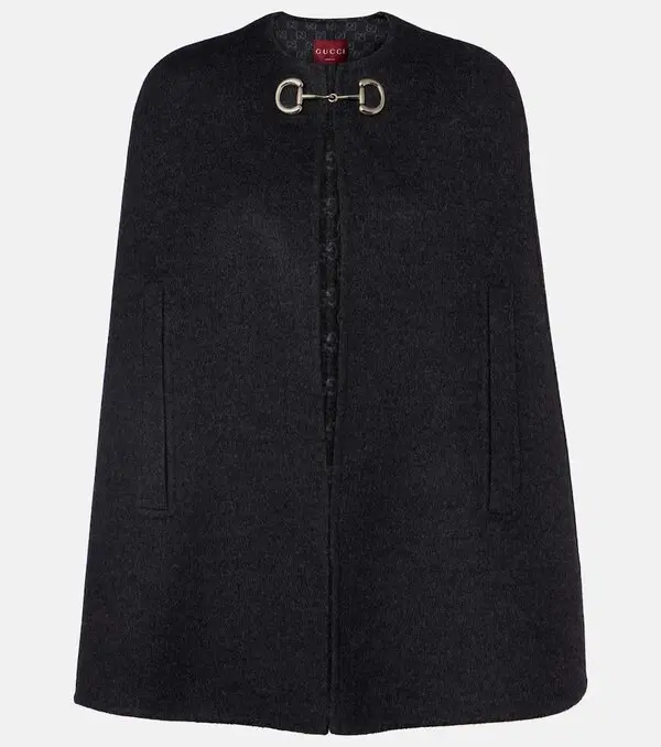 Gucci Caban Horsebit Wool Cape - Grey
