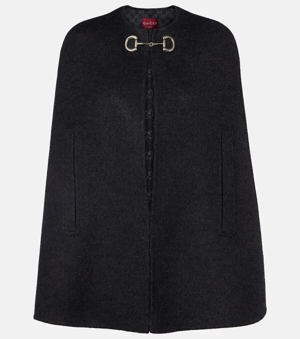 Gucci Caban Horsebit Wool Cape - Grey