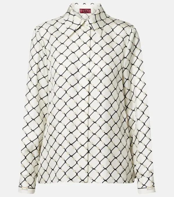Gucci Horsebit Silk Twill Shirt - White