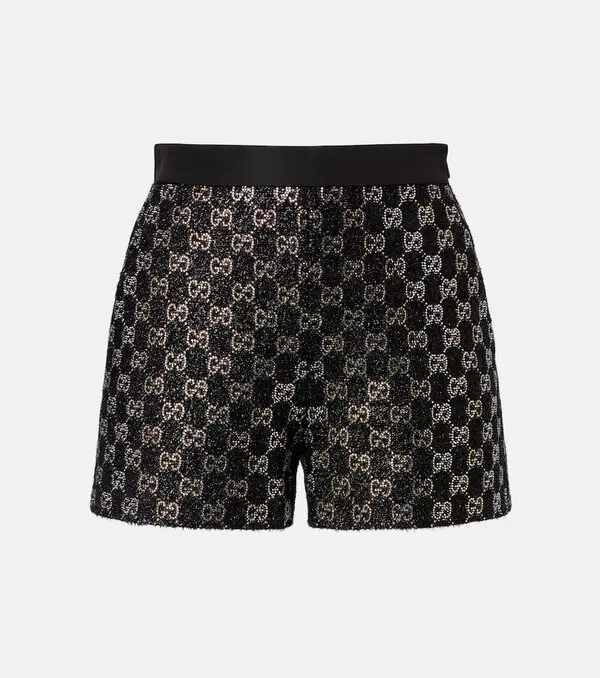 Gucci Gg Embellished High-rise Shorts - Black