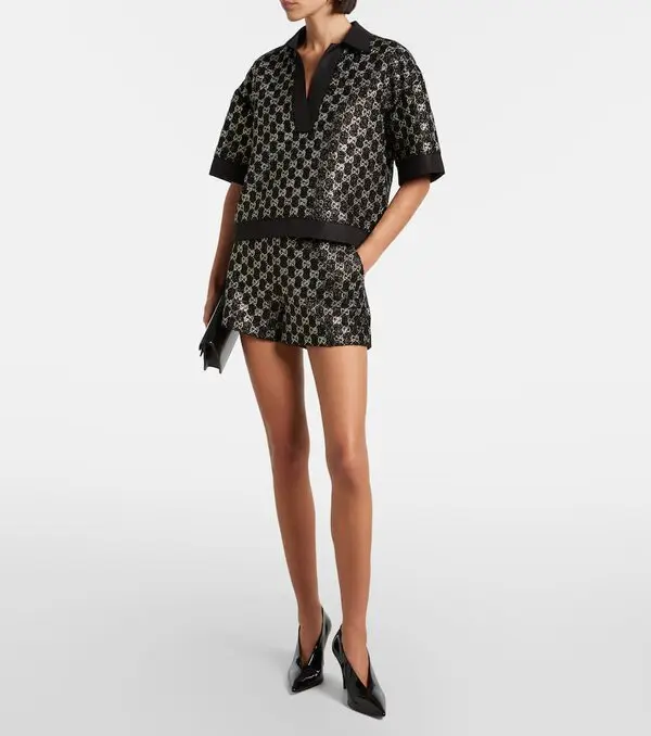 Gucci Gg Embellished High-rise Shorts - Black