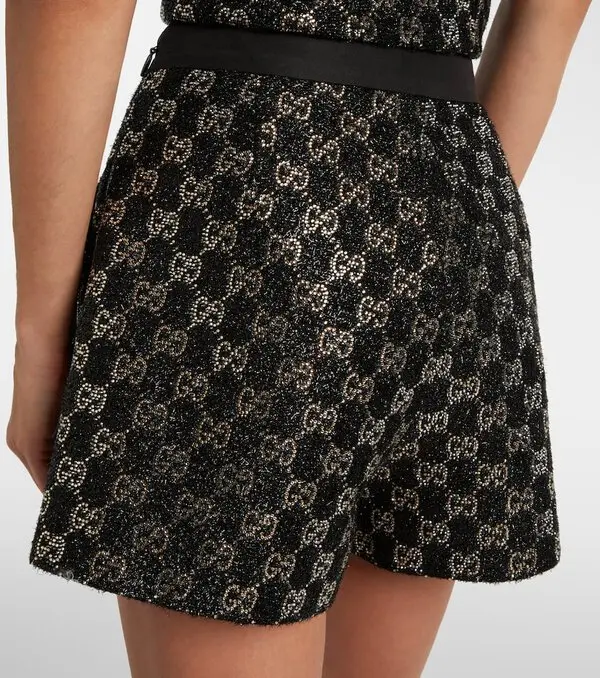 Gucci Gg Embellished High-rise Shorts - Black