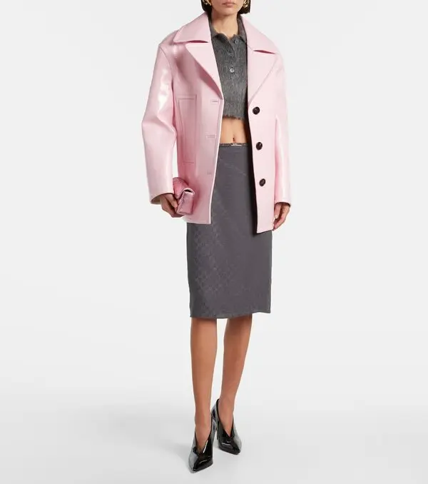 Gucci Gg Low-rise Silk Pencil Skirt - Grey