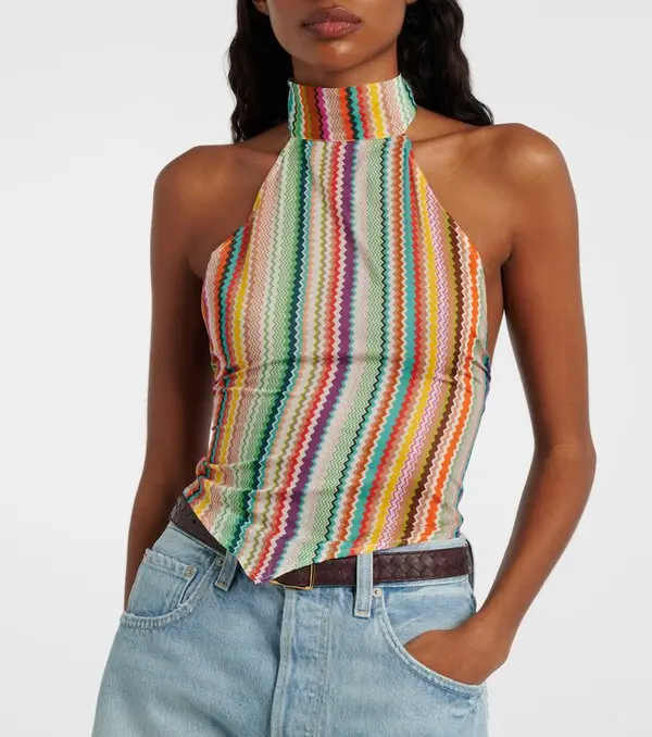 Missoni Striped Halterneck Cotton And Silk Top