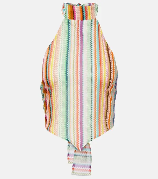 Missoni Striped Halterneck Cotton And Silk Top - Multicoloured