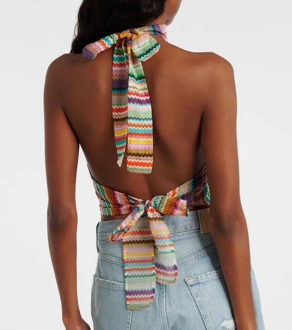 Missoni Striped Halterneck Cotton And Silk Top - Multicoloured