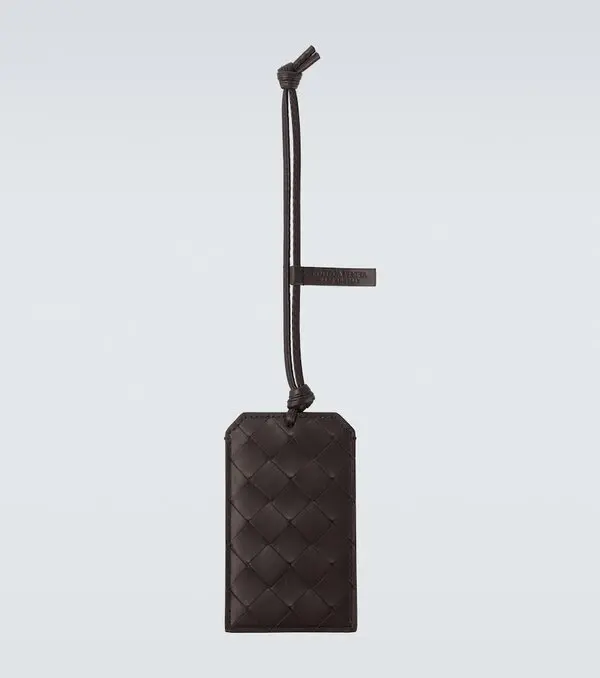 Bottega Veneta Intrecciato Leather Badge Holder - Brown