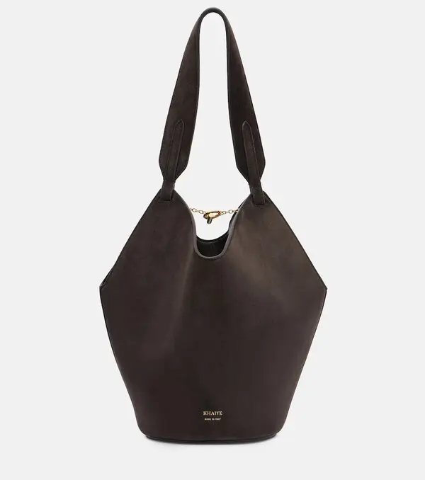 Khaite Lotus Mini Suede Tote Bag - Brown