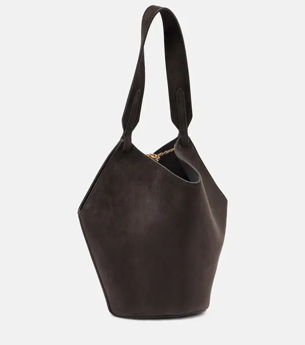 Khaite Lotus Mini Suede Tote Bag - Brown