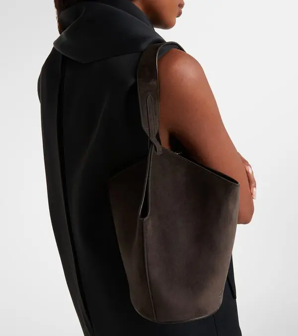 Khaite Lotus Mini Suede Tote Bag - Brown