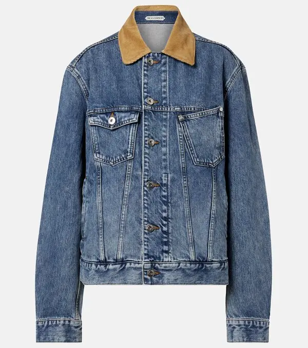 JW Anderson Corduroy-trimmed Denim Jacket - Blue