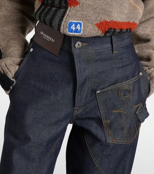 JW Anderson Embroidered High-rise Straight Jeans - Blue