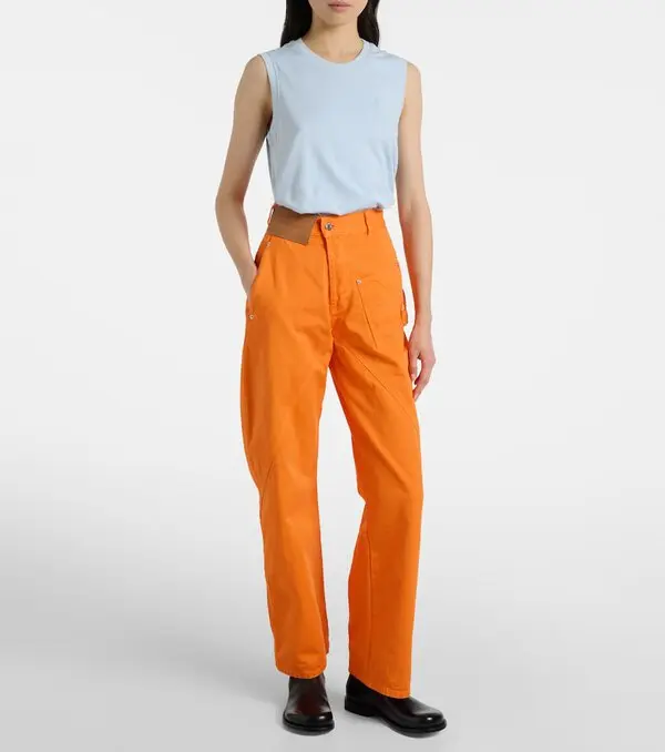 JW Anderson Embroidered High-rise Straight Jeans - Orange
