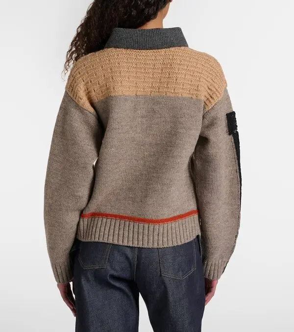 JW Anderson Wool Intarsia Jacquard Polo Sweater - Beige