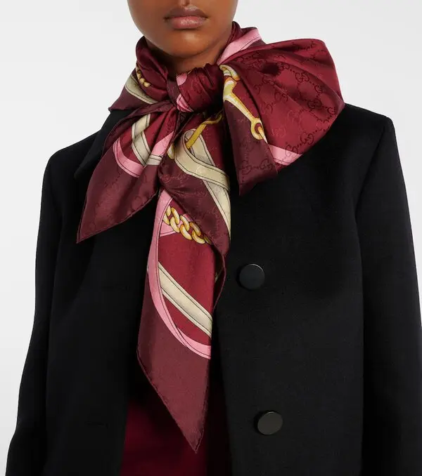 Gucci Horsebit Silk Jacquard Scarf