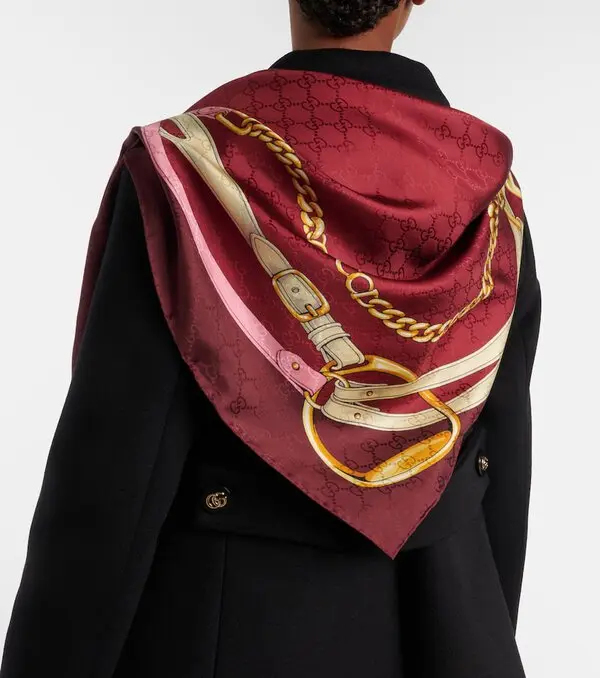 Gucci Horsebit Silk Jacquard Scarf