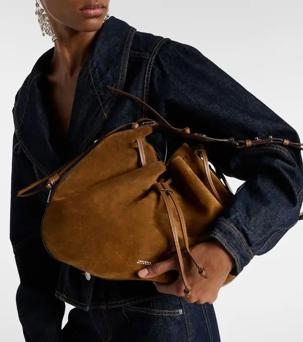Isabel Marant Étoile Bolton Medium Suede Shoulder Bag - Brown