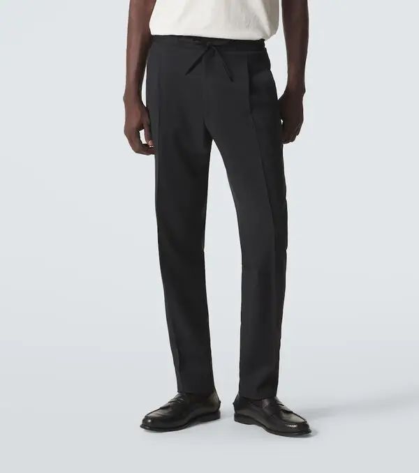 LARDINI Virgin Wool Tapered Pants - Blue
