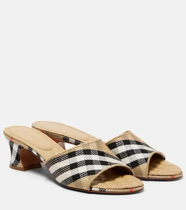 Burberry Sloane 45 Check Mules - Beige