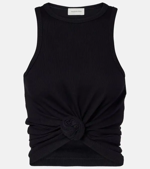 Magda Butrym Gathered Cotton-blend Jersey Tank Top - Black