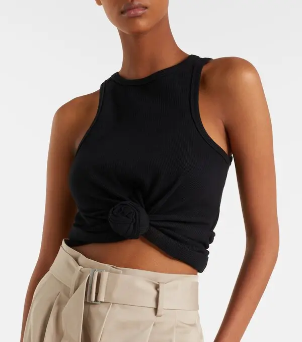 Magda Butrym Gathered Cotton-blend Jersey Tank Top - Black