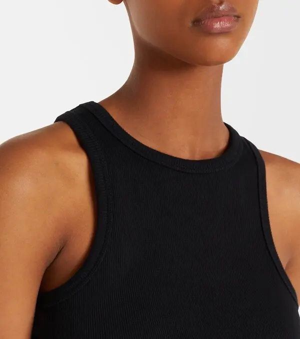 Magda Butrym Gathered Cotton-blend Jersey Tank Top - Black