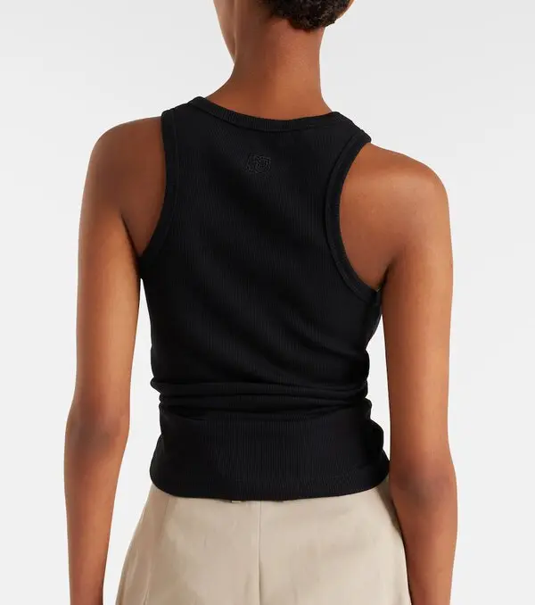 Magda Butrym Gathered Cotton-blend Jersey Tank Top - Black