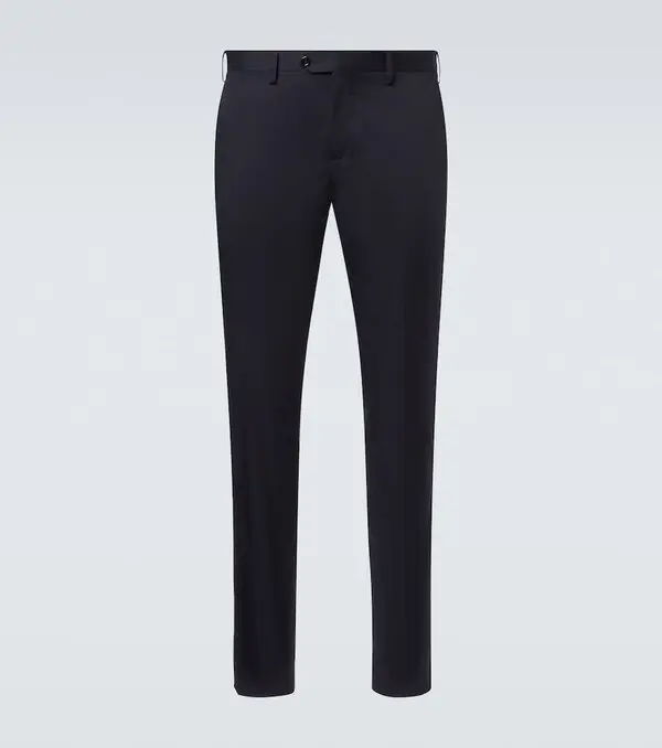 LARDINI Mid-rise Cotton Slim Pants - Blue